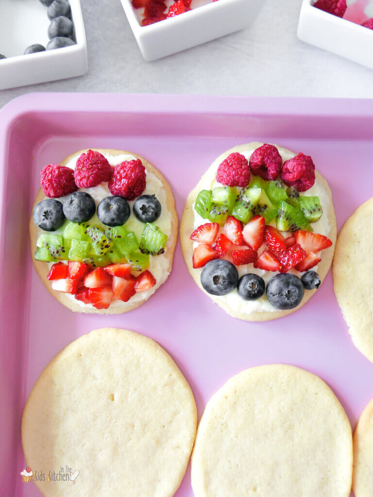 Mini Easter Egg Fruit Pizzas - In the Kids' Kitchen